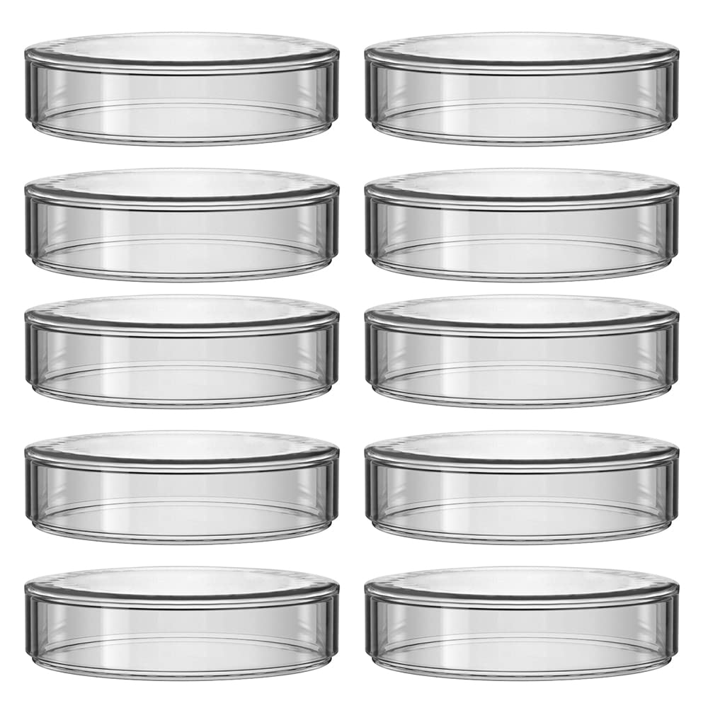 Autoclavable Borosilicate Glass Autoclavable Petri Culture Dishes 90x20mm with Clear Lid for Laboratory(10-Pack)