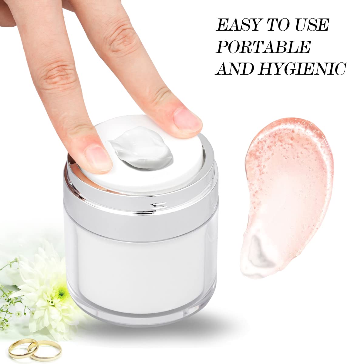 Airless Pump Jar, Cream Jar Vacuum Bottle Small, Airless Pump Bottles, Lotion Dispenser with Pump for Toiletries Cosmetic Container Travel Containers (0.5Oz)