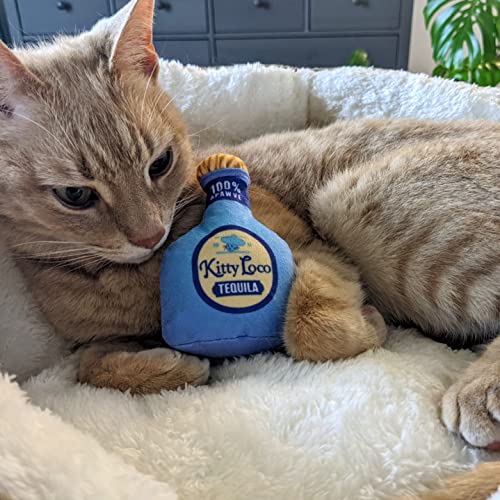 Huxley & Kent Cat Toy | Kitty Loco Tequila | Nappy Hour Strong Catnip Filled Cat Toy | Soft Plush Kitty Toy with Catnip and Crinkle | Kittybelles
