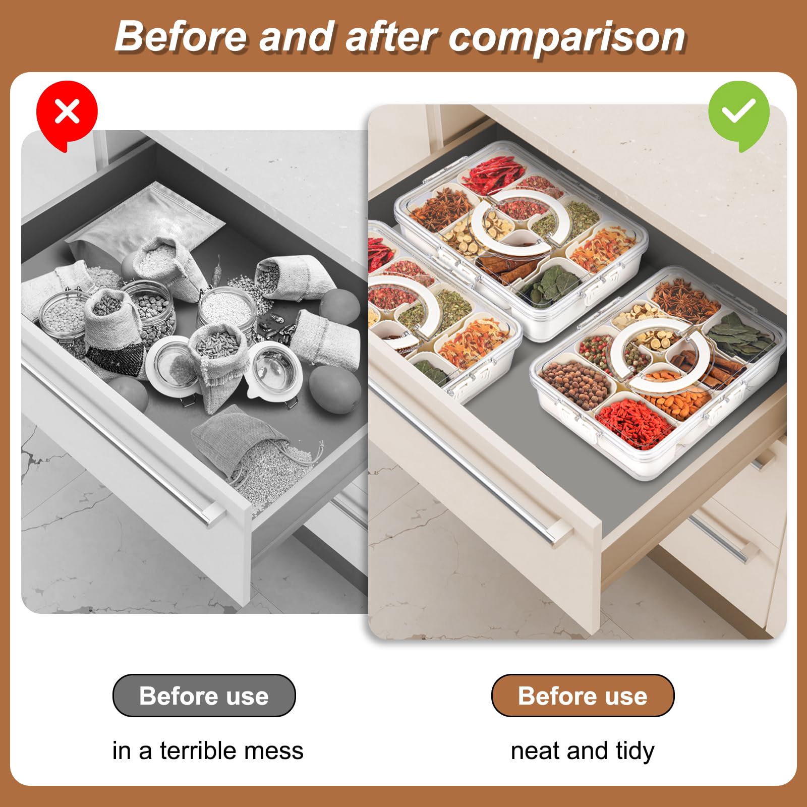 Tenlary Divided Serving Tray with Lid and Handle - Snackle Box Charcuterie Container for Portable Snack Platters-Clear Storage Organizer for Candy,Fruits,Nuts - Perfect for Entertaining Party
