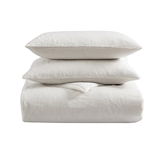 Laura Ashley- Queen Duvet Cover Set, Faux Fur Bedding Set, Ultra Cozy Home Decor (Solid Ivory, Queen)