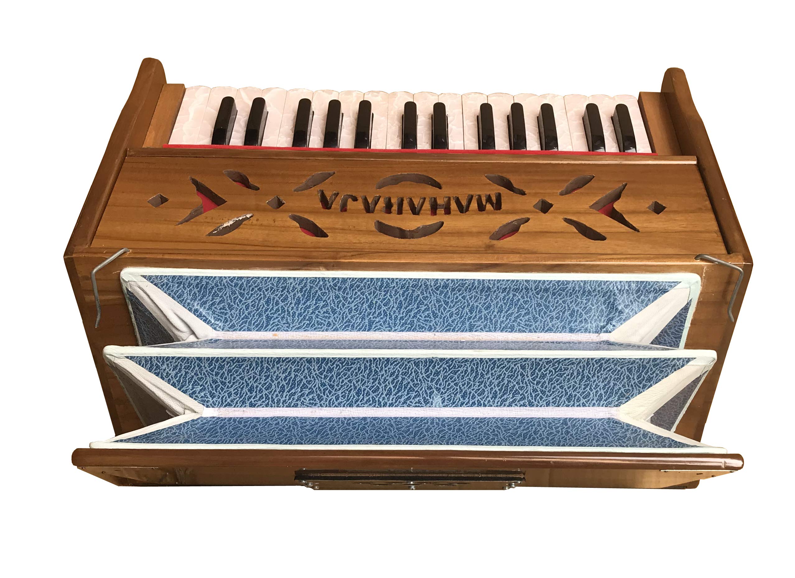 Harmonium #1, Maharaja Musicals, Handmade Harmonium, 2.5 Octave (Saptak), Standing, Burma Teak, Two Bellow, Padded Bag, Tuned A440, Natural Color, PDI-FFH