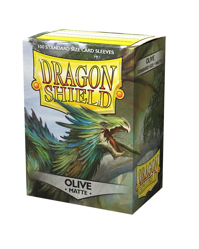Arcane Tinmen Dragon Shield Standard Size Sleeves – Matte Olive 100CT - Card Sleeves are Smooth & Tough - Compatible with Pokemon, Yugioh, & Magic The Gathering Card Sleeves – MTG, TCG, OCG,ART11040