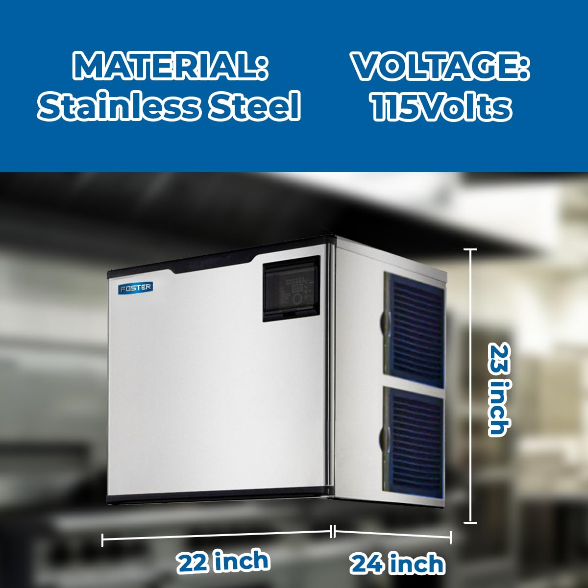 Commercial Ice Maker 350 Pounds Per Day – Head Only – Stainless Steel Industrial Modular Ice Cube Machine – Quiet Operation – Air Cooling System - by Foster