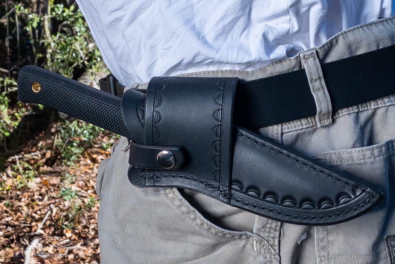 Coast Leathers Custom Leather Sheath, Fits Cold Steel 49LCK SRK No:149 SRK, Fixed Blade Knife Holder, Sheath Only - Cross Draw Knife Holster, Black