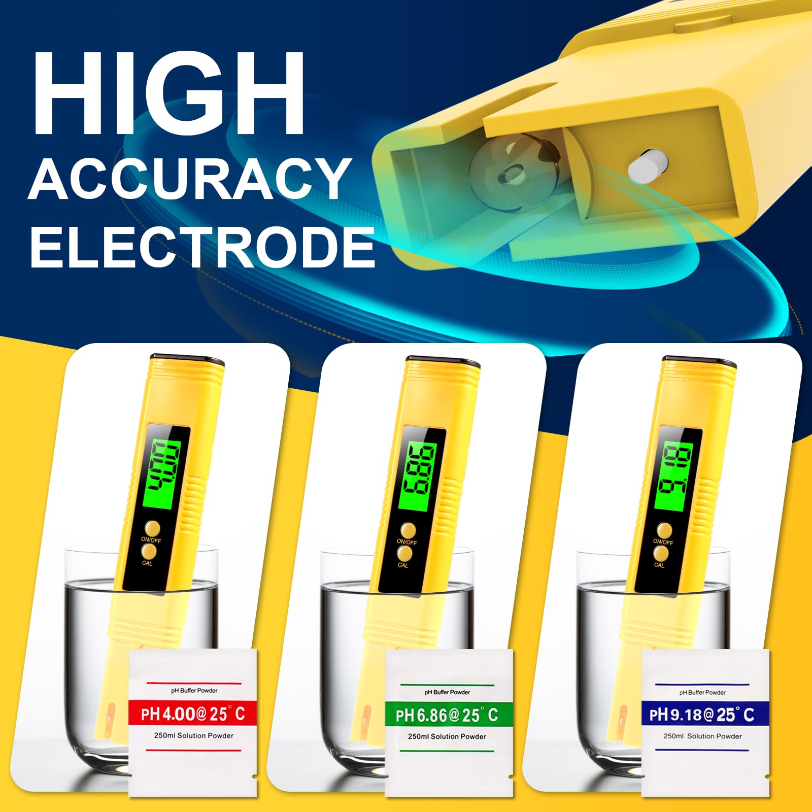 Digital pH Meter, pH Meter for Water, 0-14 pH Measurement Range pH Tester, 0.01 High Precision Water Quality Tester with ATC for Drinking Water Pool