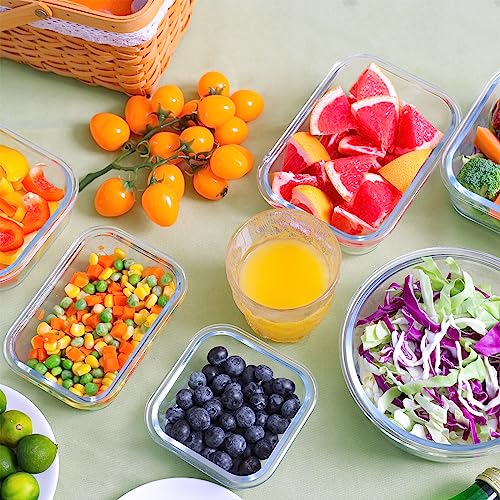 Moretoes Glass Food Storage Containers with Lids, 9pcs, Meal Prep, Glass, Airtight, Leakproof Containers Set, Safe Home Container