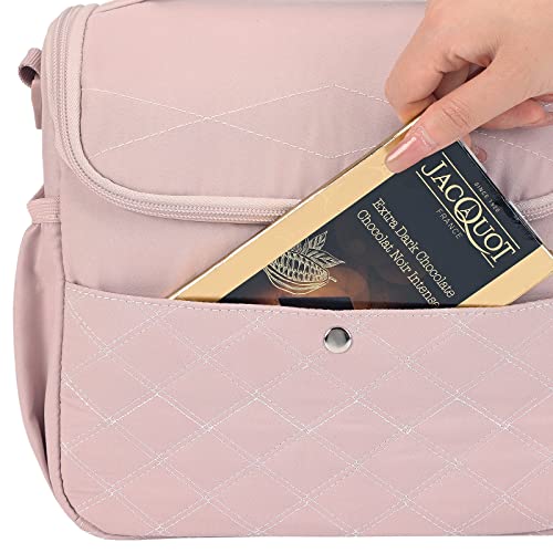 FINDCOZY Lunch Bag, Portable Lunch Box for Women with Adjustable Shoulder Strap, Pink