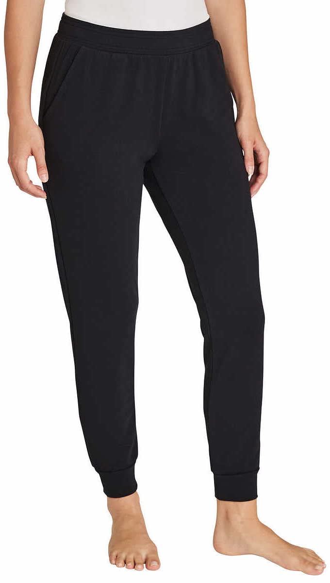 Eddie Bauer Womens 2 Pack Fleece Lounge Joggers (Large, Black/Heather Olive)