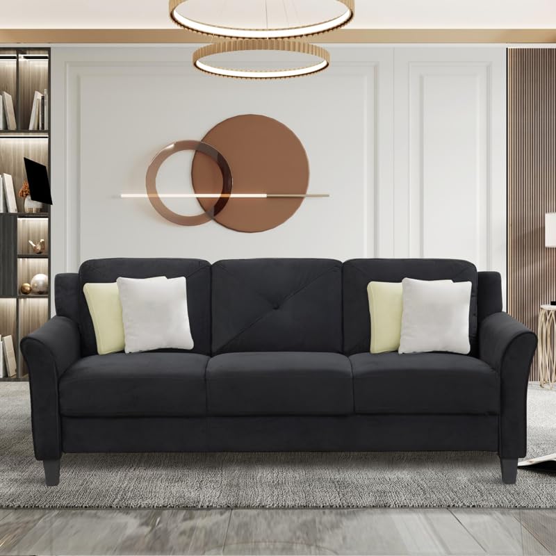 Harper & Bright Designs 2-Pieces Living Room Sofa Set with 3-Seat Couch, Single Sofa Chair, Modern Polyester Upholstered Sofa for Living Room, Office, Antique Black