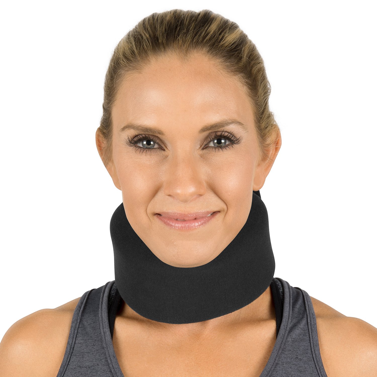 Vive Cervical Collar Neck Brace for Neck Pain and Support for Women & Men - Soft Foam Brace for Pain Relief - Comfortable Corrector Wrap for Posture, Sleeping, Radiculopathy, & Spine (Black, 3 inch)