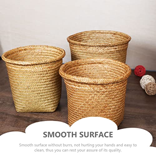 COLLBATH Garbage Cm/inch Wastebasket Trash Flower Kitchen Home Baskets Rattan Garden Container Natural Height Bowl for Holder Waste Bathrooms Organizer Snack Office Laundry Fruit Pots