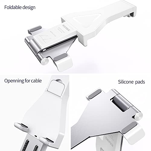 Flexible Cell Phone Holder Stand,with A Rotating Aluminum Base and Mount Clamp,Compatible with 4-10'' Device iPhone X Xs 11 12 13 Pro Max XR SE/iPad/Kindle,Used for Desktop,Bed,Couch(Silver)
