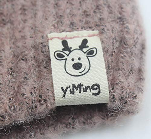 Cute Reindeer Antlers Baby Beanie Soft Warm Crochet Knitted Hat for Toddler Girls Boys Pink