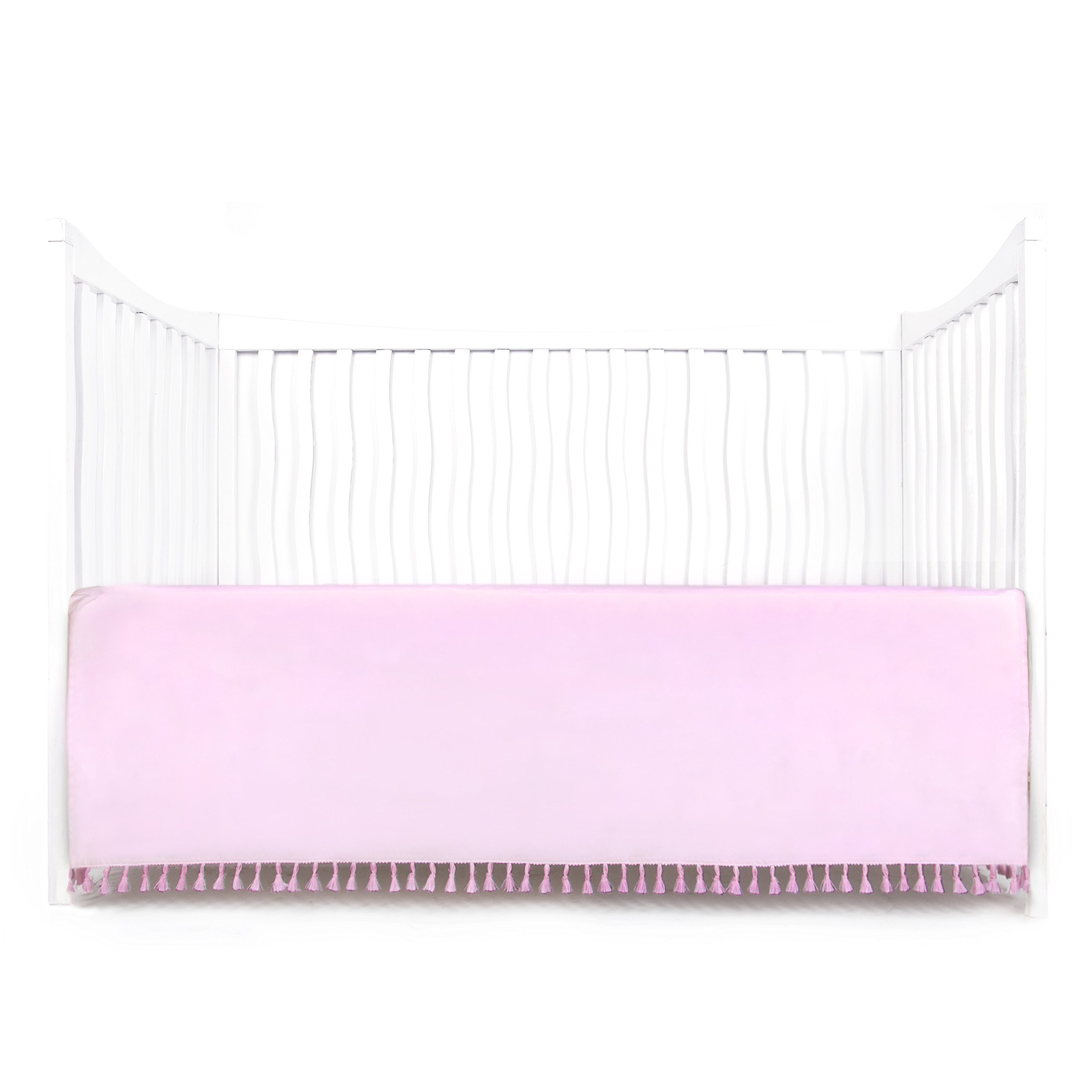 Tadpoles Crib Skirt with Tassel | 28" x 52" with a 14" Drop | Made of 100% Softly Brushed Microfiber Polyester | Easy to Care for | Soft, Smooth, Breathable & Durable | Ideal for Babies | Pink