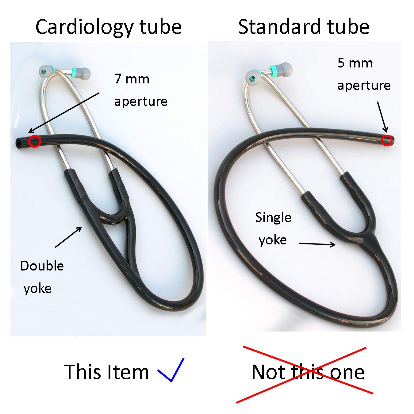 Compatible Replacement Tube by CardioTubes fits Littmann(r) MasterCardiologyI(r) and Littmann(r) Cardiology III(r) Stethoscopes - 7mm Binaurals Black on Black TUBING