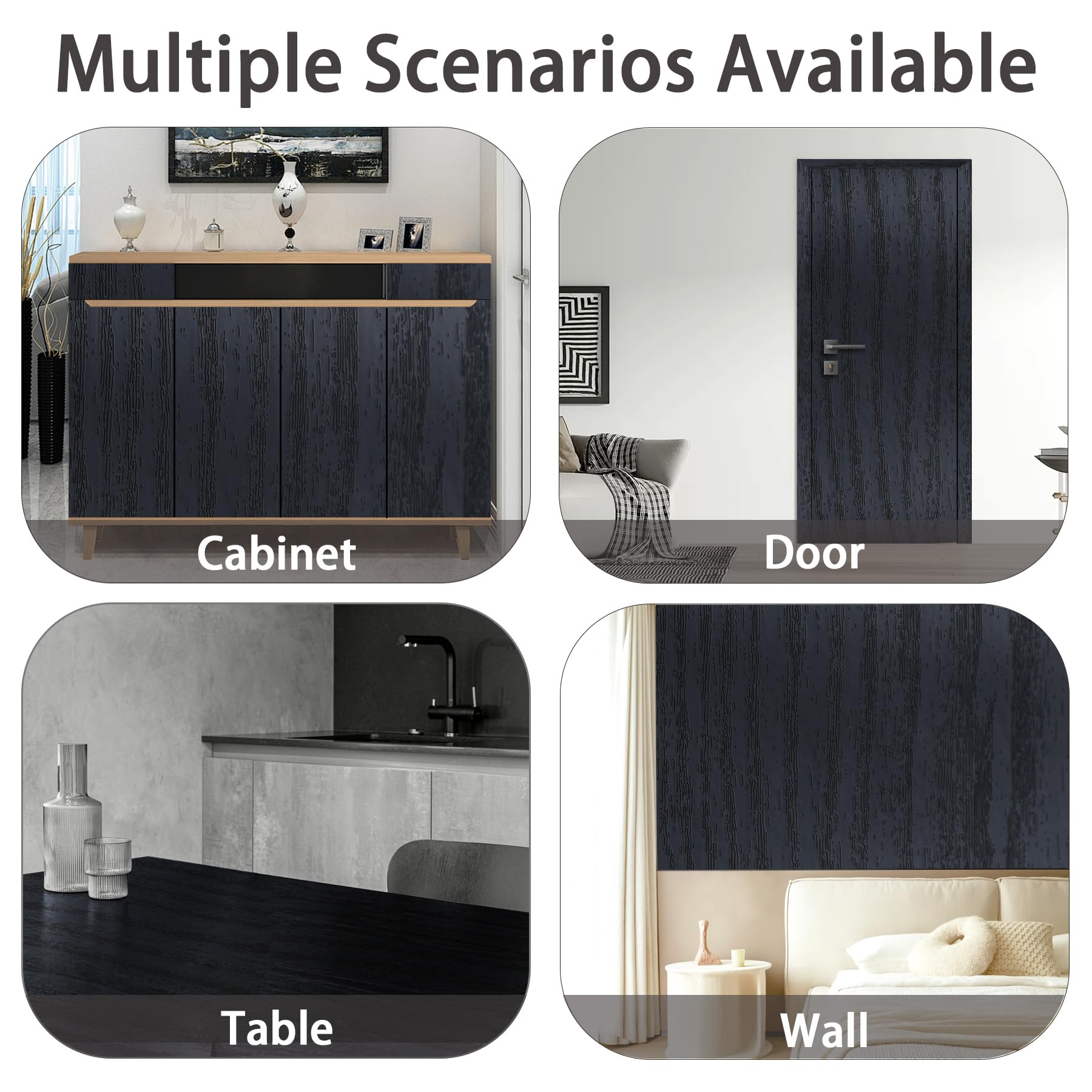 Coengwui Peel and Stick Wallpaper Border Mirror Edging Tape Sticker for Bathroom Kitchen Table Decoration (Wood Grain Black, 32.8ft x 3.9in)