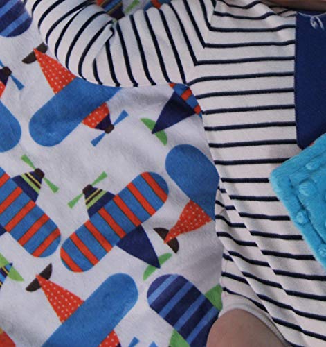 Snuggle Stuffs Unisex Baby Reversible Minky Dot Stroller Blanket (Choose Color) (Airplane/Turquoise)