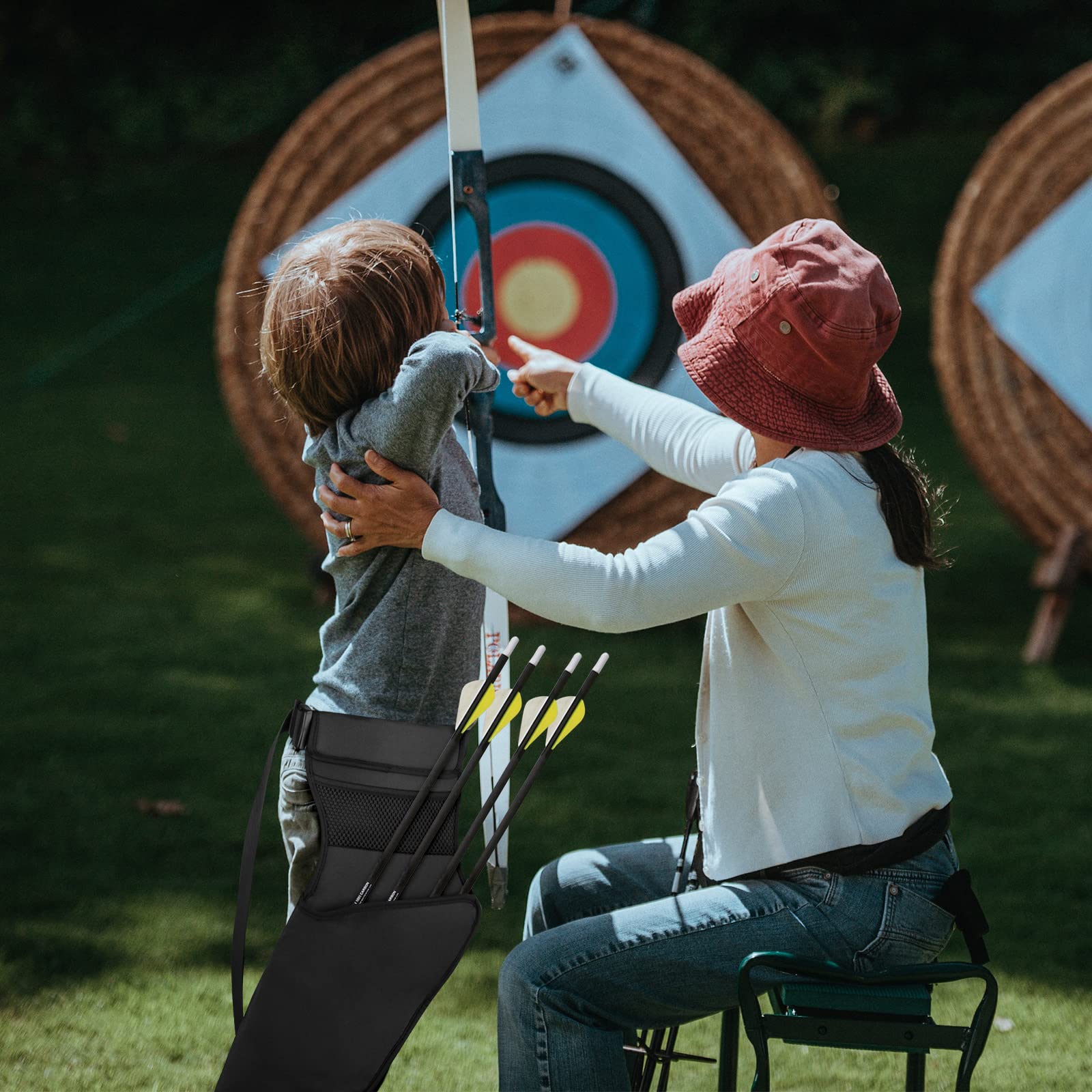 Archery Arrow Quiver For Arrows - Hip Quiver Waist Hanged Arrow Quiver Holder with Adjustable Belt & Pocket, Lightweight Foldable Hip Arrows Bag For Bow Hunting & Target Practicing