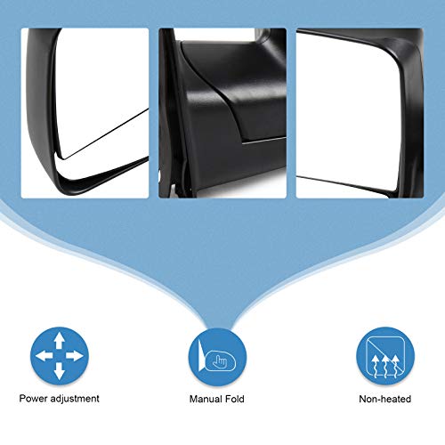 ECCPP Driver Side Mirrors, Left Rear View Mirrors fit 2003-2013 For Ford E-150 E-250 2004-2013 For Ford E-350 E-450 Super Duty E-450 Econoline Black Manual Folding