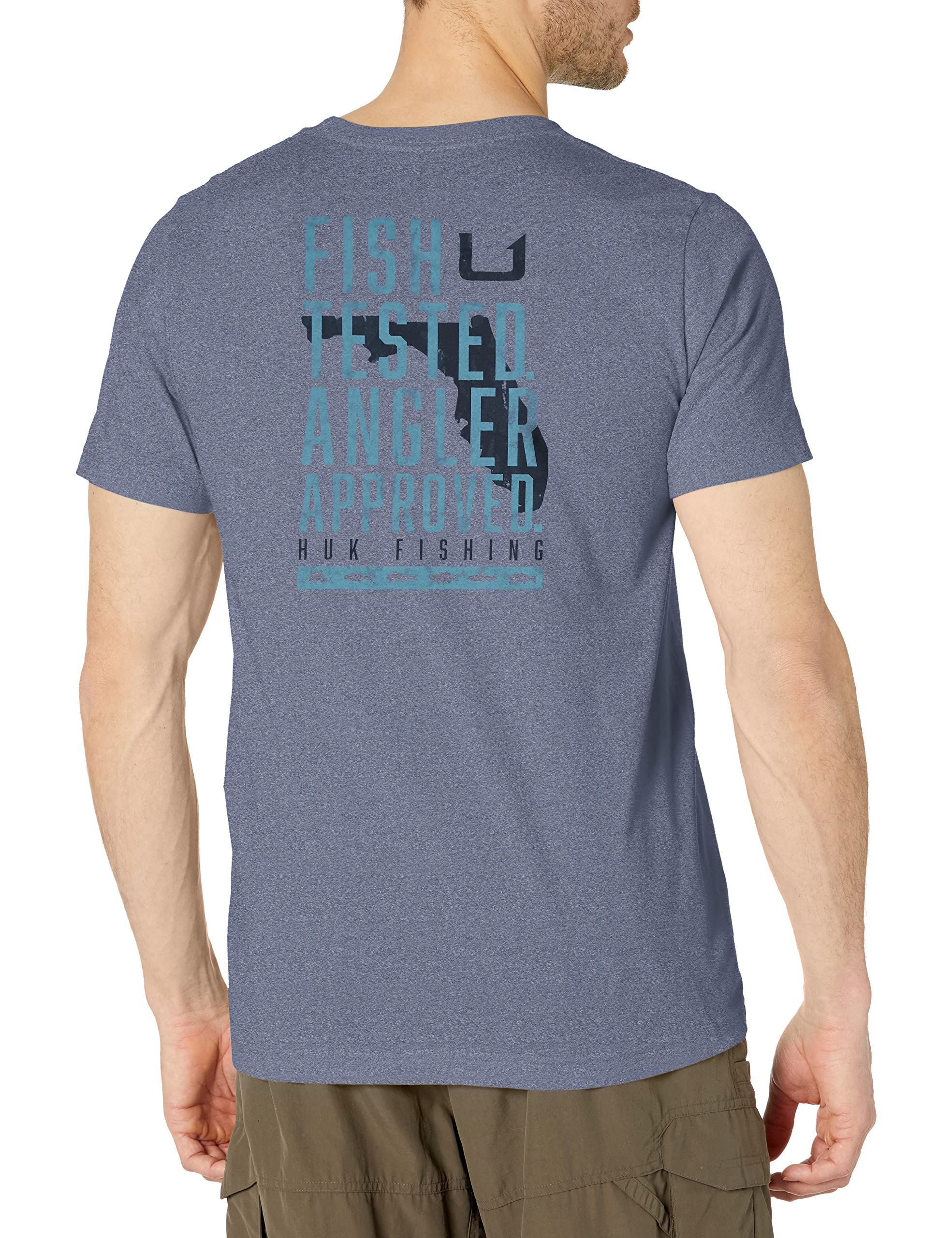 HUK Men's Standard Short Sleeve Tee | Performance Fishing T-Shirt, Fresh Bass-Heather Moss, Large