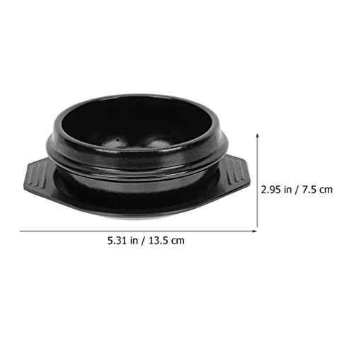 Ceramic Korean Pot Bibimbap Soup Bowl Set Bibimbap Casserole Pot Dolsot Korean Bowl with Lid and Trivet for Home Kitchen Dinnerware Serveware Black