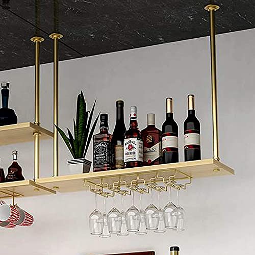 BDDIE Wine Racks,Ceiling Shelf Ceiling Shelf,Iron Solid Ceiling Wine Rack Hanging Wine Glass Racks,for Bars/Restaurants/Kitchens Storage Rack,Easy to Install,Single Layer/60 * 25 * 50Cm