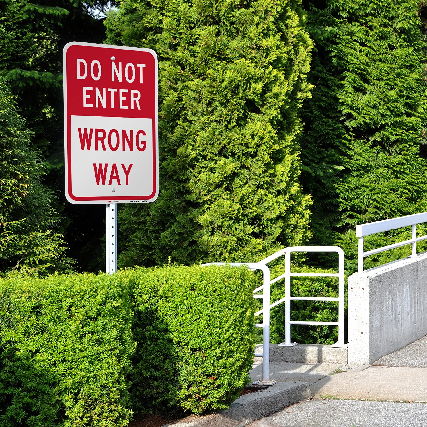 SmartSign 18 x 12 inch “Do Not Enter - Wrong Way” Metal Sign, 63 mil Aluminum, 3M Laminated Engineer Grade Reflective Material, Red and White, Made in USA