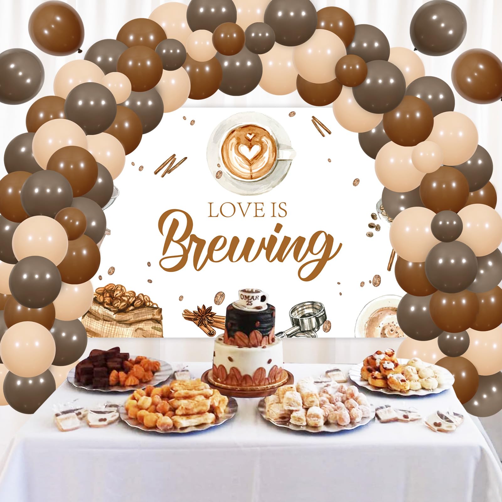 Coffee Bridal Shower Decorations Love is Brewing Backdrop Banner Coffee Balloon Arch Kit Love is Brewing Bridal Shower Decorations Coffee Bar Bachelorette Party Supply for Coffee Lovers Wedding Shower