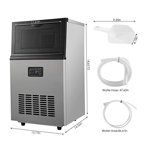 BESRTWE Commercial Ice Maker 100LBS/24H, Large LCD Display, Under Counter 403 Stainless Steel Ice Machine with 22LBS Storage Bin, 36 Ice Cubes/Cycle, Perfect for Home, Bar, Office, Restaurant