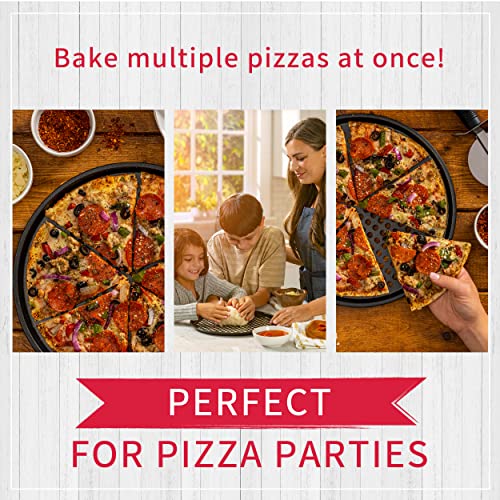 Maxi Small Pizza Pan w/Holes, Non-Stick, Scratch Resistant, Pizza Pan Set of 2, Made with Steel & Aluminum for Crispy Crust, Round Pizza Pan for Oven,13 Inch Baking Steel Pizza Pan Tray