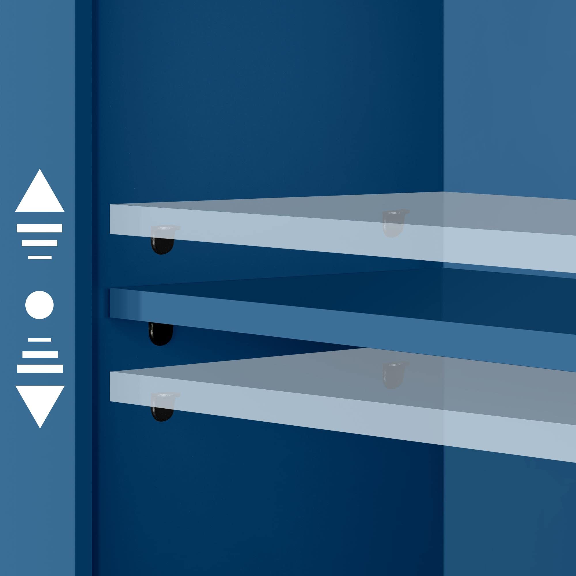 Topeakmart Over The Toilet Storage with 2-Door Tempered Glass Cabinet, Wooden Space-Saving with Toilet Rack and Inner Adjustable Shelf, L25xW9xH66, Navy Blue