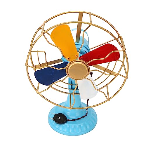 Hztyyier Table Fan Model Antique Metal Fan Ornament Decor Desktop Vintage Retro Style Metal Wide Base
