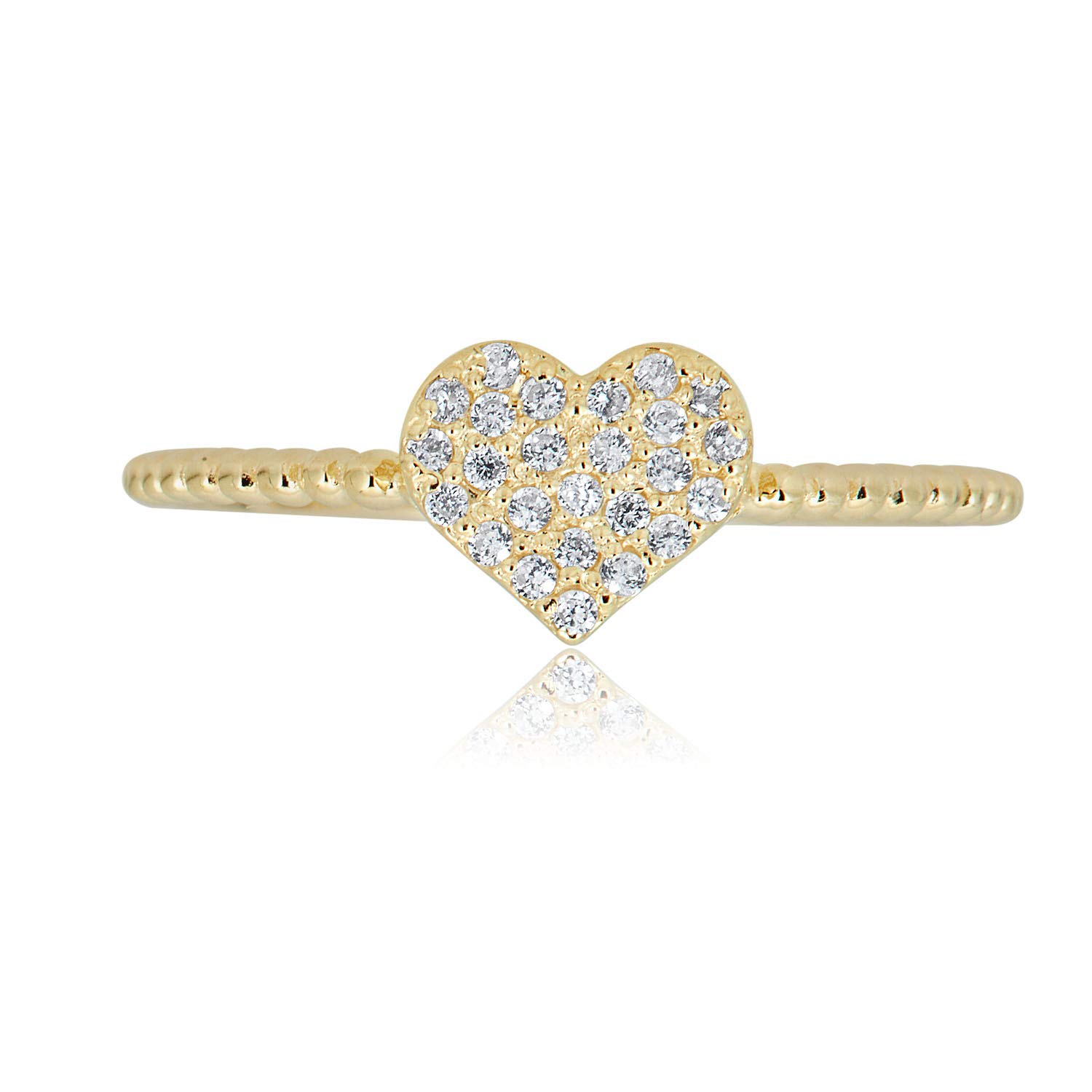 AVORA 10K Yellow/Gold Simulated Diamond CZ Heart Cluster Fashion Ring - Size 7.5