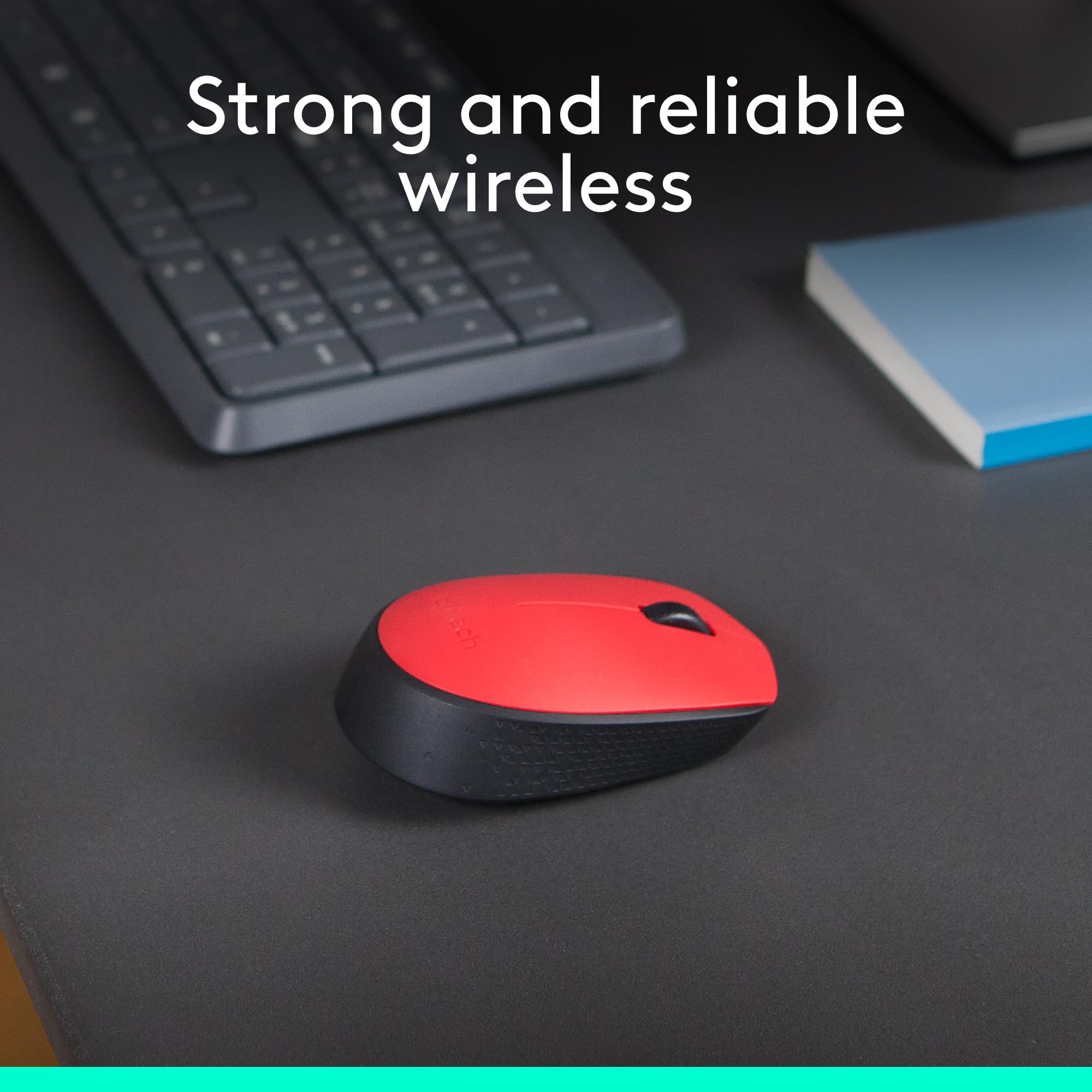 Logitech M170 Wireless Mouse for PC, Mac, Laptop, 2.4 GHz with USB Mini Receiver, Optical Tracking, 12-Months Battery Life, Ambidextrous - Red