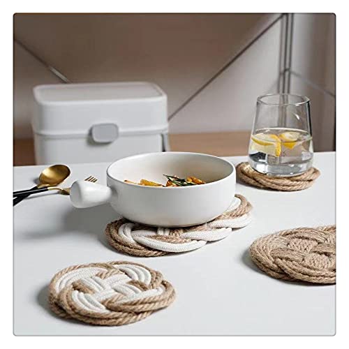 Gisela 2 Piece Set-Woven Cup Coasters Cotton Jute Round and Elliptical Rectangle Braided Table Mats for Drinks,Lunch Box,Heat-Resistant Reusable placemats for Home and Kitchen,Great Gift (Mixed)