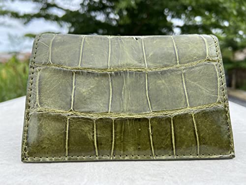 Double side Moss Green Crocodile Alligator leather skin Credit Cardholder, leather credit cardcase, leather creditcard cover