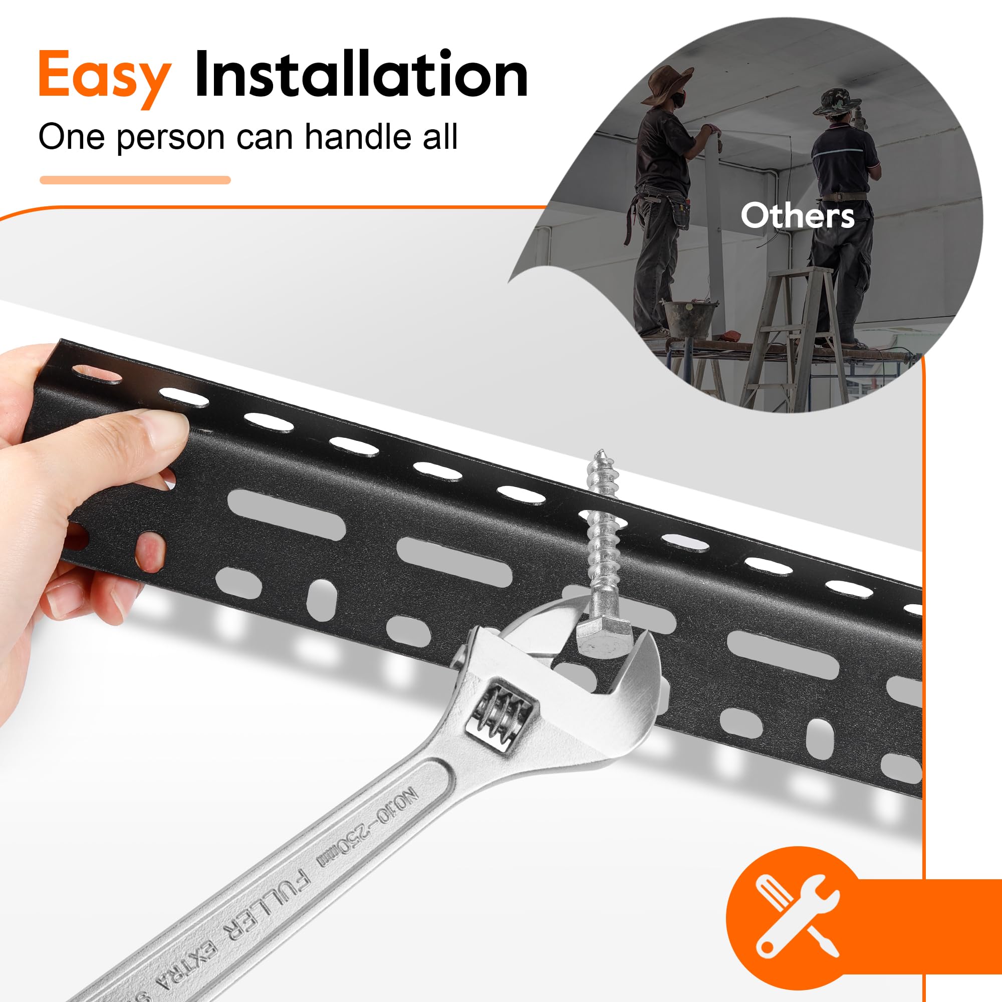 Rengue Overhead Garage Storage Rack, 4 x 8FT Height Adjustable Garage Ceiling Storage Racks, Heavy Duty Cold Rolled Steel Storage Rack for Garage, Warehouse with 4 Hooks