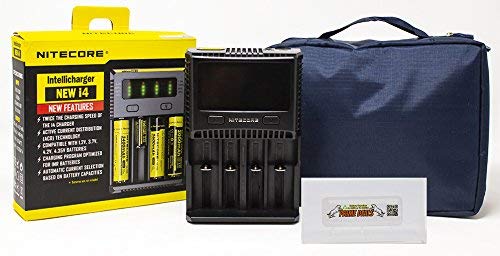 Nitecore New i4 Intelligent Charger for Li-ion Ni-MH AA AAA 18650 16340 26650 Batteries with Travel Bag and Battery Organizer