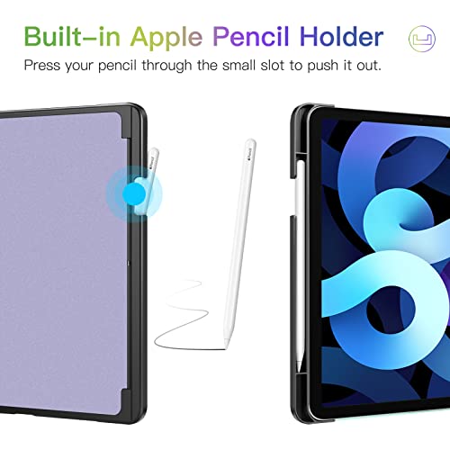 Fintie Case for iPad Air 5th Generation (2022) / 4th Generation (2020) 10.9 Inch, Multi-Angle Viewing Protective Cover with Pencil Holder & Pocket, Auto Sleep/Wake, Lilac Marble