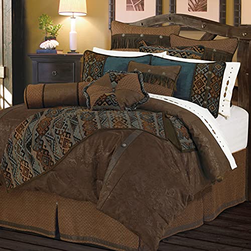 HiEnd Accents Del Rio Southwestern Chocolate Faux Leather Envelope Throw Pillow w/ Fringe & Concho