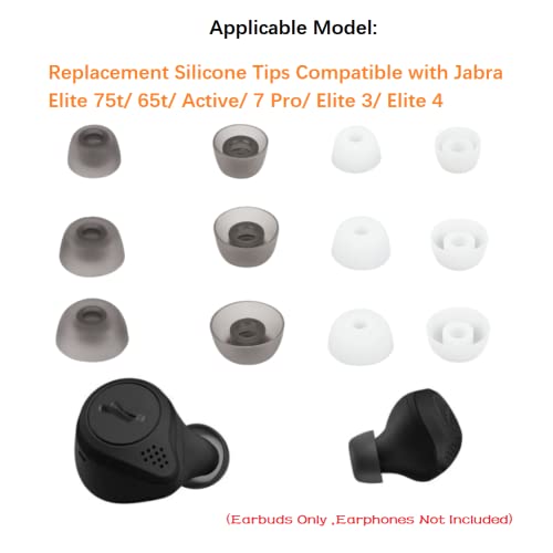 Earbud Replacement Tips Compatible with Jabra Elite 75t Headphone,6 Pairs Earbud Silicone Tips Compatible with Soundcore Liberty、Truengine Se、Echo Buds Ect.