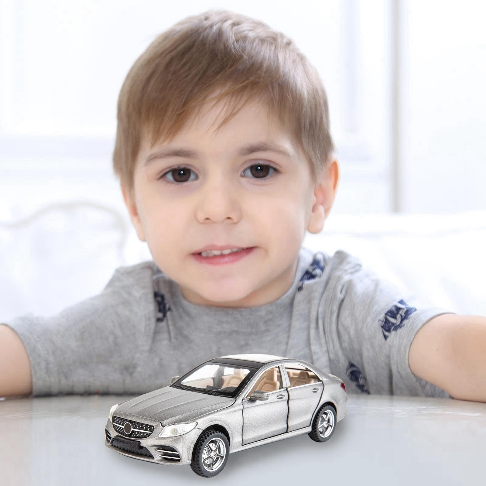 BDTCTK C260L 1:32 Model Car, Diecast Zinc Alloy Pull Back Toy Car with Sound and Light for Kids Boys Girls Red