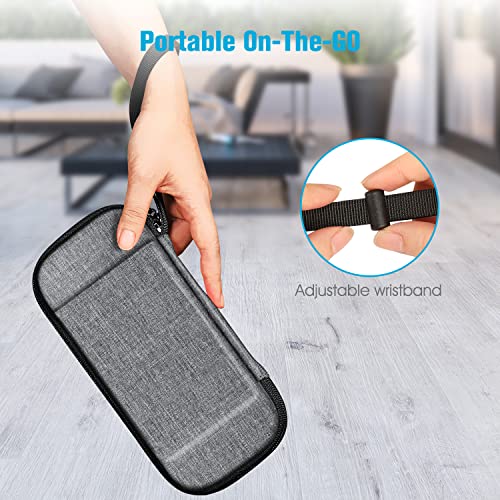Fintie Slim Carrying Case for Nintendo Switch OLED Model 2021/Switch 2017 - [Slim Fit] Shockproof Protective Travel Storage Bag w/10 Game Cartridges for Switch Console Joy-Con, Gray