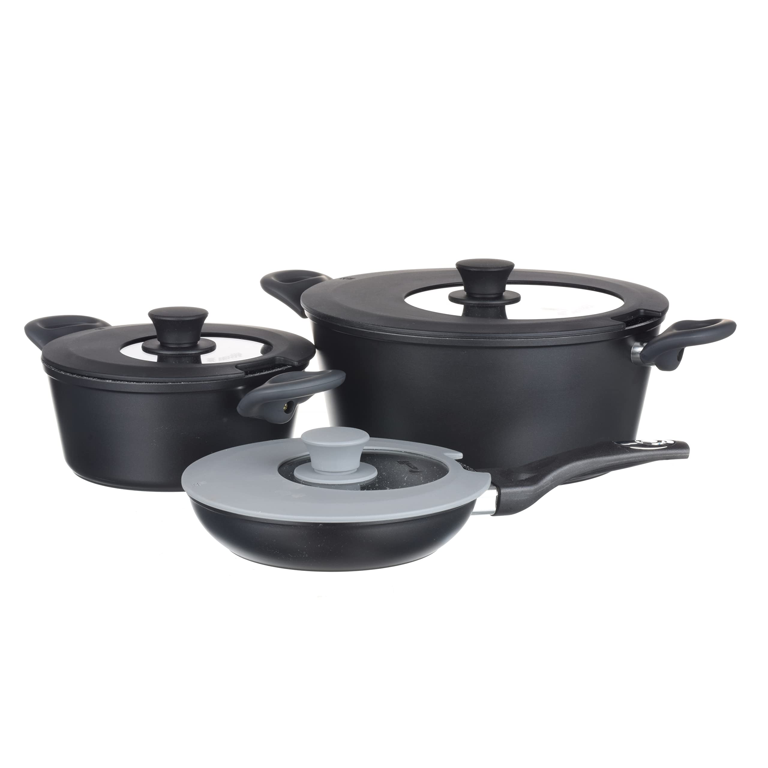 Universal Lid for Pots and Pans, Silicone Lids for Pots and Pans, Pan Lids, [Pack of 2], Frying Pan Cover- Replacement Lids Fits 7-12 inch, Black & Gray.