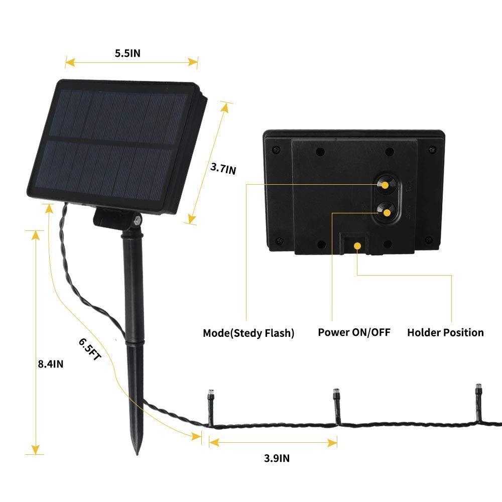 VTECHOLOGY 500LED Solar Christmas Lights, 170Ft Christmas Tree Lights with 8 Lighting Modes Waterproof Outdoor Lights for Patio Party (Multicolor)