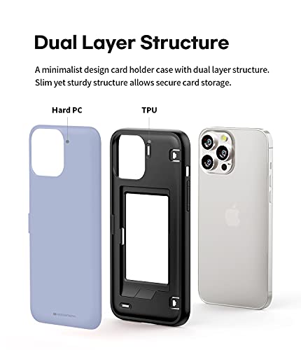 GOOSPERY Magnetic Door Bumper Compatible with iPhone 13 Pro Max Case, Card Holder Wallet Case, Easy Magnet Auto Closing Protective Dual Layer Sturdy Phone Back Cover - Lilac Purple