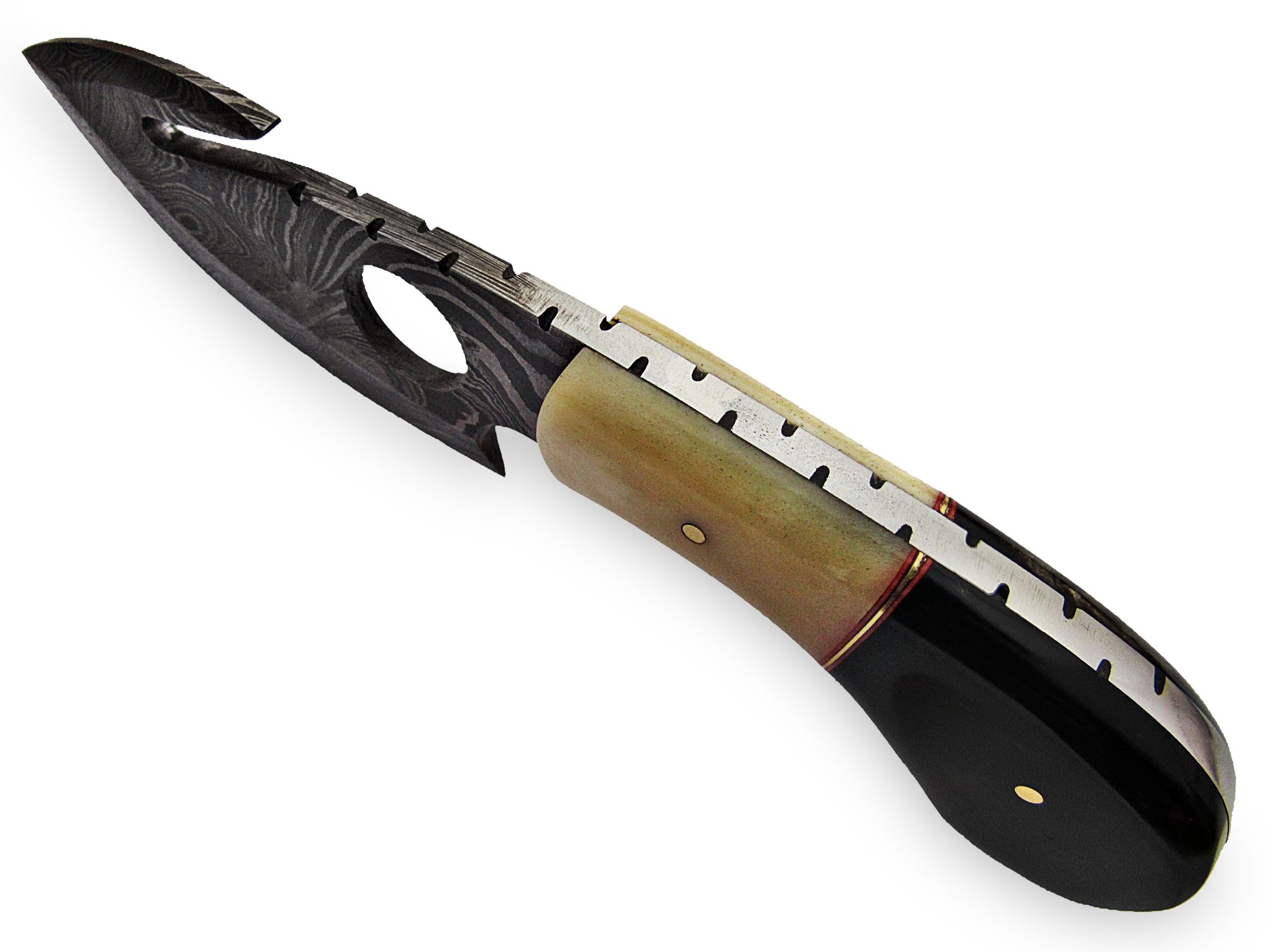 AishaTech Mameluke Hunting Skinning/bushcrafts Knife Damascus Steel Blade Bone & Horn Handle