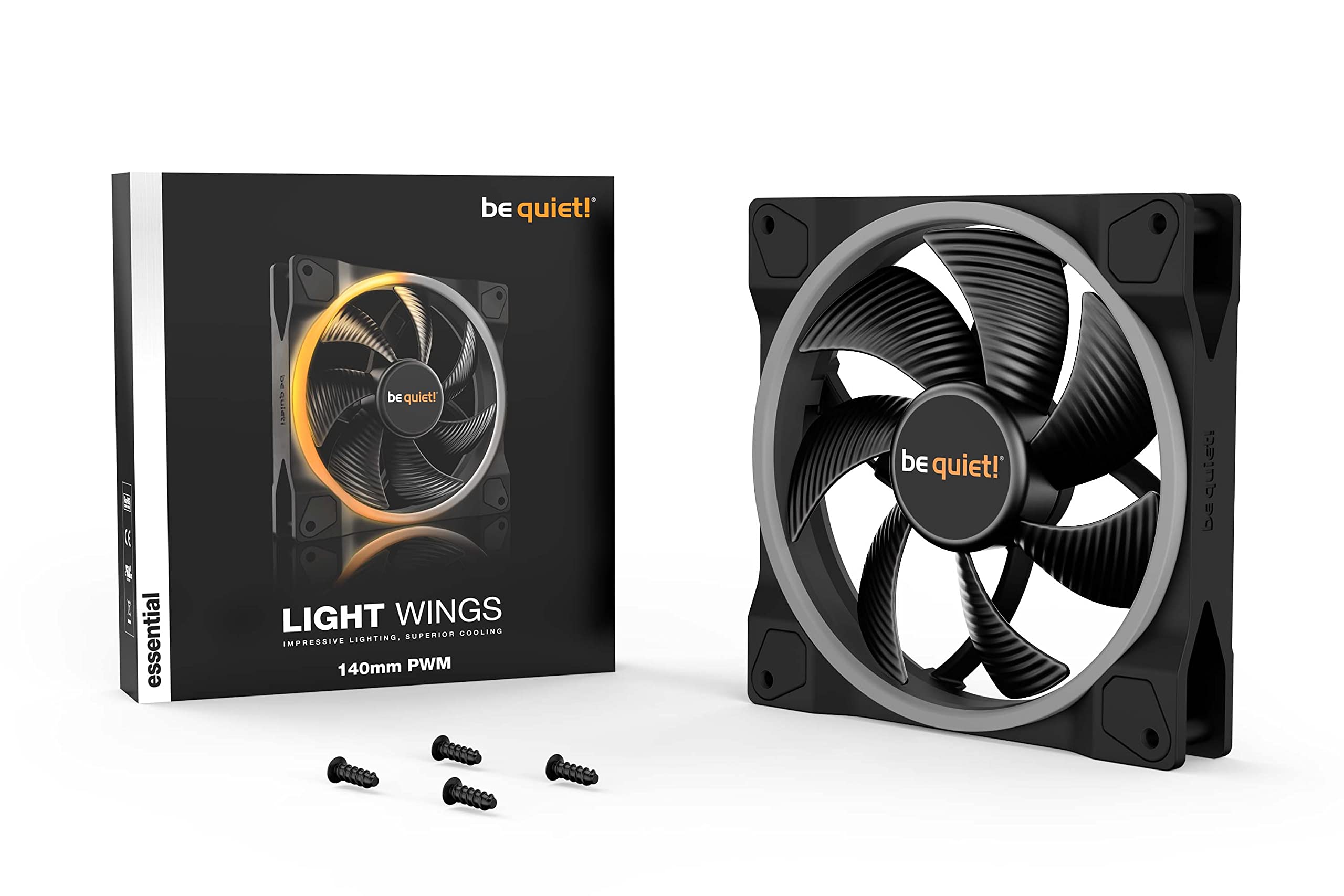be quiet! Light Wings 140mm PWM Premium Low Noise ARGB Cooling Fan | 4-Pin | Black | BL074