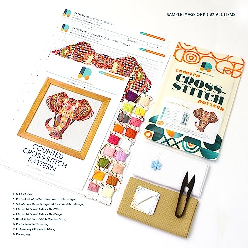 Florida Collection CS1878 - Counted Cross Stitch KIT#2 Prime. Set of Threads, Needles, AIDA Fabric, Needle Threader, Embroidery Clippers and Printed Color Pattern Inside.